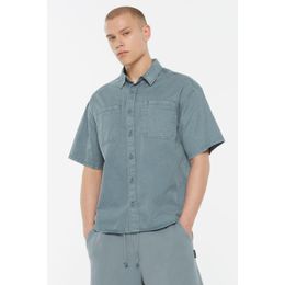 Harlem Soul Herren Kurzarmhemd, blau, Gr. XL, unifarben, Material: 100% Baumwolle, Hemden, mit Brusttaschen