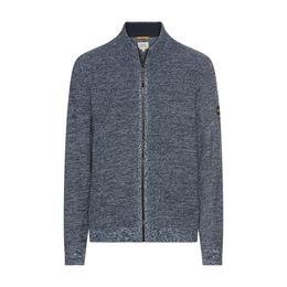 Camel Active Herren Strickjacke, blau, Gr. L, meliert, Web, Obermaterial: 70% Baumwolle, 30% Polyacryl, Strickjacken, mit Logo Stickerei