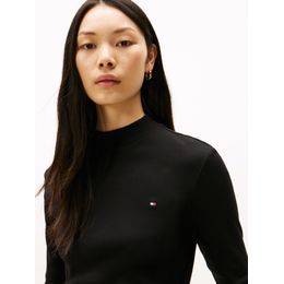 Tommy Hilfiger Damen Langarmshirt "SLIM CODY MOCK-NK LS", schwarz, Gr. XXL, unifarben, Single Jersey, Obermaterial: 100% Baumwolle, Shirts