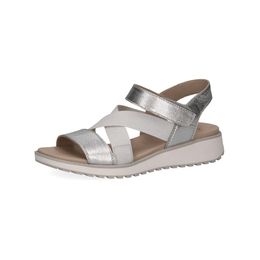 Caprice Damen Keilsandalette "Caprice Sandalen Leder", Gr. 37, silber, Leder, Schuhe