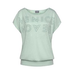 Venice Beach Damen Rundhalsshirt, gr&uuml;n, Gr. 36, mehrfarbig, Slub, Obermaterial: 65% Polyester, 35% Viskose, Shirts, mit Logoprint, T-Shirt,