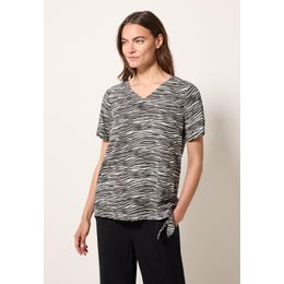 Cecil Damen Kurzarmbluse, grau, Gr. XL, bedruckt, Stoff, 100% Viskose, Blusen, aus softer Viskose