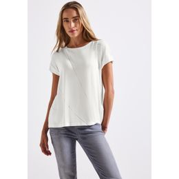 Street One Damen T-Shirt, wei&szlig;, Gr. 46, unifarben, Stoff, 95% Viskose, 5% Elasthan, Shirts, aus softer Viskose
