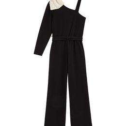 WE Fashion Jumpsuit M&auml;dchen Gr&ouml;&szlig;e 164 beige / schwarz