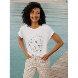 Heine Damen Kurzarmshirt, Natur, Gr. 42, T-Shirts, Material: Viskose