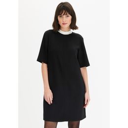 bonprix Scuba-Minikleid mit abgesetztem Turtleneck aus Viskose-Mix, schwarz, Viskose