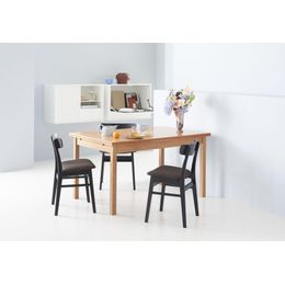 Esstisch HAMMEL FURNITURE "Basic Dinex, ausziehbar, mit Einlegeplatten - Furnier/Massivholz", rot (kirsche), B:140cm H:76cm T:90cm, Tischplatte: Furnier gebeizt und lackiert;Gestell: Massivholz, Tische, Esstisch, Furnier / Massivholz, in zwei Breiten, stabiler dänische Design Tisch
