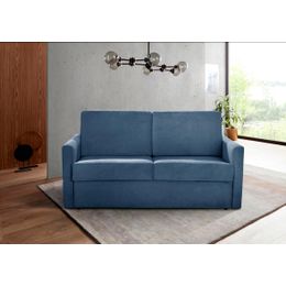 Schlafsofa Home Affaire "Goldpoint 162 cm, Dauerschl&auml;fer, Liegefl&auml;che 120/200cm", blau, B:162cm H:85cm T:100cm, Struktur weich: (100% Polyester);Luxus-Microfaser weich: (100% Polyester), Sofas, Schlafsofa, 2-Sitzer mit Bettfunktion, Bonell-Federkernmatratze