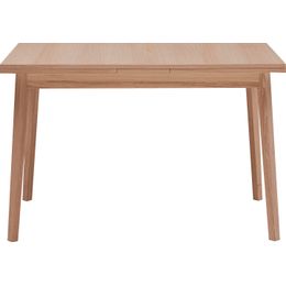 Esstisch HAMMEL FURNITURE "Basic Single, ausziehbar 120-220cm, mit innenliegenden Einlegeplatten", beige (naturfarben), B:120cm H:76cm T:80cm, Tischplatte: Eiche Melamin mit weiß pigmentierter Eichenkante (Mattlack), Gestell: Eiche massiv weiß pigmentiert, Tische, Esstisch, 120(220)x80 cm, Melamin / Massivholz, stabiler dänische Design Tisch