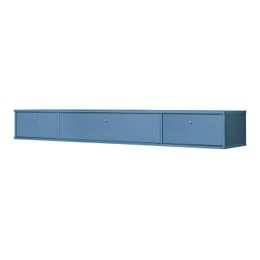 TV-Board HAMMEL FURNITURE "Mistral Fernsehschrank, Medienmöbel, Hängend", blau, B:176cm H:22,4cm T:32,5cm, MDF, Massivholz, Spanplatte, Sideboards, zwei Schubladen und Klapptür, Lowboard, B: 176 cm