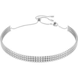 Choker Swarovski "Schmuck Geschenk Matrix Halsband", silber (metallfarben, kristallwei&szlig;), Halsketten, Damen, Metall, L: 42,5 B: 11mm, mit Swarovski Kristall, B:11mm