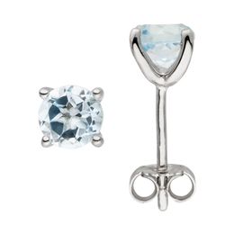 Paar Ohrstecker Jobo, silber (silber 925, blau), Ohrringe, Damen, Silber 925 (Sterlingsilber), 925 Silber mit Blautopas