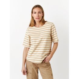 T-Shirt Toni "Dolly", Damen, Gr. 36, beige (dune), Single Jersey, Obermaterial: 98% Baumwolle, 2% Elasthan, gestreift, Rundhals, Shirts T-Shirt, mit Streifendessin