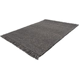 Wollteppich Obsession "My Eskil 515", grau (anthrazit), B:160cm H:11mm L:230cm, Wolle, Teppiche, Fransenteppich, Handweb Teppich, meliert, reine Wolle, handgewebt, mit Fransen