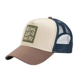 Trucker Cap Mustang, Herren, weiß (braun, sanftes weiß), Materialmix, mehrfarbig, Caps, Netzeinsatz, Größe individuell verstellbar