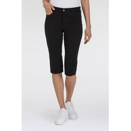 Caprihose MAC "Dream-Sun", Damen, Gr. 32, N-Gr, schwarz (power schwarz), Gabardine, Obermaterial: 85% Baumwolle, 11% Elastomultiester, 4% Elasthan, figurbetont 3/4-L&auml;nge, Hosen Caprihose, in hochelastischer Denim-Qualit&auml;t mit figurformenden Shaping-Effekt