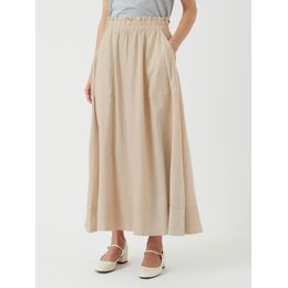 Maxirock Y.A.S "YASFLAXY HW ANKLE SKIRT NOOS", Damen, Gr. 40, beige (birch), Web, Obermaterial: 50% Leinen, 50% Viskose, unifarben, knöchellang, Röcke Maxirock