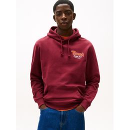 Kapuzensweatshirt Tommy Jeans "FONT PLAY HOODIE", Herren, Gr. L, rot (rot wine), Sweatware, Obermaterial: 100% Baumwolle, unifarben, regular fit normal, Rundhals, eingesetzt B&uuml;ndchen, Sweatshirts, Regular fit mit Kapuze