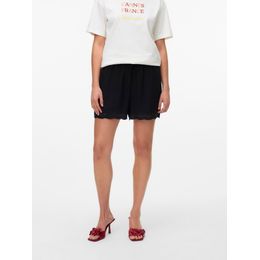V&eacute;ro Moda Shorts VERO MODA "VMPEACH NW SHORTS WVN GA", Damen, Gr. M (38), N-Gr, schwarz, Web, Obermaterial: 82% Viskose, 18% Nylon, unifarben, regular fit ca. Mitte Oberschenkel, Hosen Shorts