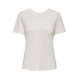 Kurzarmshirt Only "ONLSIGRID S/S O-NECK TOP JRS", Damen, Gr. L (40), wei&szlig; (cloud dancer), Jersey, Obermaterial: 50% Baumwolle, 50% Modal, unifarben, Rundhals, Shirts