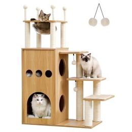 Pawz Road Kratzbaum, luxuri&ouml;s gro&szlig; h&ouml;lzern Katzenbaum, 130cm hoch