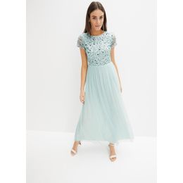 bonprix Maxikleid mit Paillettenstickerei, blau, Gr.38, Festliches Kleid mit hochwertiger Paillettenstickerei