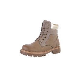 Ital-Design Schn&uuml;rstiefelette Damen Gr&ouml;&szlig;e 40 hellbraun / gold / taupe Winterschuhe
