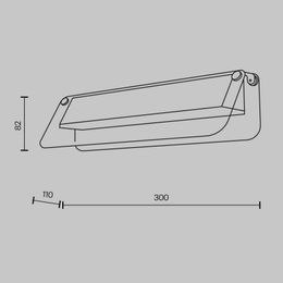 Maytoni LED-Wandlampe FLAT, grau/messing, Breite 30 cm, Glas/Metall