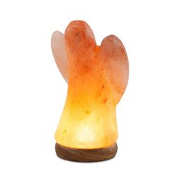 Salzlampe Engel klein, Holzsockel, USB-Anschluss, bernstein
