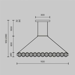 Maytoni LED-H&auml;ngelampe AMULET, L&auml;nge 110 cm, goldfarben, Metall/Glas