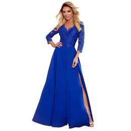 numoco Abendkleid 'Maxikleid Amber' Damen Größe 36 blau Winterkleid