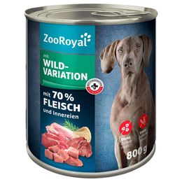 ZooRoyal Hunde-Nassfutter mit Wildvariation Hunde-Nassfutter ohne Getreide- und Zuckerzusatz 6x800g