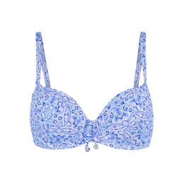 LINGA DORE Bikini-Oberteil in Blau/ Weiß - 71% | Größe 40C-Cup | Damen-bademode