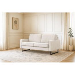 Home Affaire 2-Sitzer &raquo;Pinto, 166 cm, Cord, Chenille, Lederoptik&laquo; mit Keder, schwarze Metallf&uuml;&szlig;e, Wellenunterfederung beige 90% Polyester, 10% Nylon