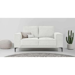 OTTO home 2-Sitzer &raquo;Kompaktsofa Oland, Struktur, Flachgewebe, Luxus-Microfaser, Boucle&laquo; 164 cm, Wellenunterfederung, Skandi-Design, Metallf&uuml;&szlig;e beige 