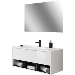 Places of Style Badm&ouml;bel-Set &raquo;Studio Line, Bad im modernen Design, 2-teiliges Badezimmer&laquo; in 2 Farben und 2 Spiegelformen lieferbar, 2 Stk. tlg....