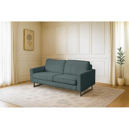Home Affaire 2-Sitzer &raquo;Pinto, 166 cm, Cord, Chenille, Lederoptik&laquo; mit Keder, schwarze Metallf&uuml;&szlig;e, Wellenunterfederung blau 92% Polyester, 8% Nylon