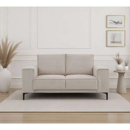 OTTO home 2-Sitzer &raquo;Kompaktsofa Oland, Struktur, Flachgewebe, Luxus-Microfaser, Boucle&laquo; 164 cm, Wellenunterfederung, Skandi-Design, Metallf&uuml;&szlig;e 92%PES 