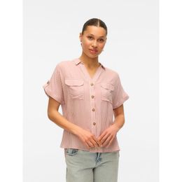 V&eacute;ro Moda VERO MODA Kurzarmbluse &raquo;VMBUMPY S/S SHIRT WVN GA NOOS&laquo; Nostalgia Rose Stripes:Snow white M M Sommerliche Bluse von Vero Moda