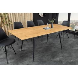 Riess Ambiente Ausziehbarer Esstisch APARTMENT 120-160cm natur Wildeiche schwarzes Metallgestell Riess-Ambiente Esszimmertisch rechteckig 6 Personen