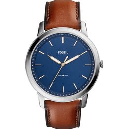 Fossil Uhr 'The Minimalist 3H' Herren Größe One Size dunkelblau / braun / silber
