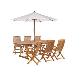 Beliani 8-tlg Gartentisch Set MAUI in Braun/Beige | Gr.: onesize