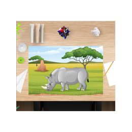 cover-your-desk.de Schreibtischunterlage &ndash; &ldquo;Nashorn in der Steppe&ldquo; (L)60 x (B)40 | Gr.: onesize