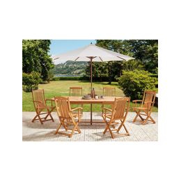 Beliani 8-tlg Gartentisch Set MAUI II in Braun/Beige | Gr.: onesize