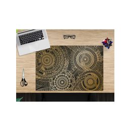 cover-your-desk.de Schreibtischunterlage &ndash; &ldquo;Mandala gold-schwarz&ldquo; (L)60 x (B)40 | Gr.: onesize