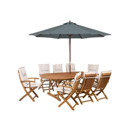 Beliani 10-tlg Gartentisch Set MAUI in Braun/Grau/Weiß | Gr.: onesize