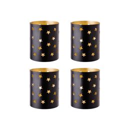 Butlers Windlicht LUMINOUS Sterne 4er-Set in Schwarz | Gr.: onesize