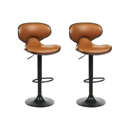 Beliani 2-tlg Drehhocker CONWAY in Braun/Schwarz | Gr.: onesize