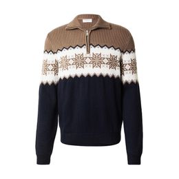 LINDBERGH Pullover Herren Gr&ouml;&szlig;e XL dunkelblau / mokka / wei&szlig;