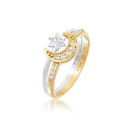 Elli Ring 925 Sterling Silber Astro, Halbmond, Ring Set, Stern, Sterne in Bunt | Gr.: 58